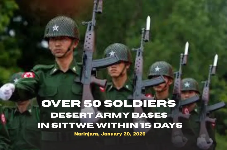 Over 50 soldiers desert army bases in Sittwe within 15 days